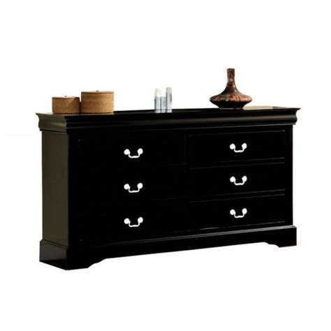 Homeroots 490455 34 X 60 X 18 In Black Manufactured Wood Six Drawers
