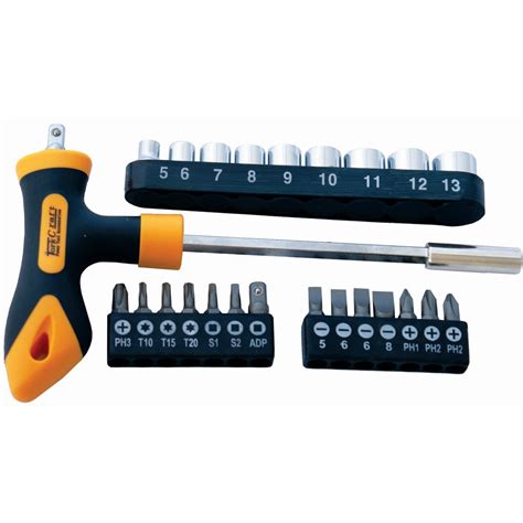 Screwdriver Bit And Socket Set 24 Pc T Bar Mo Tools