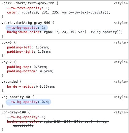 Dark Variant Not Respecting Bg Opacity Issue Tailwindlabs Tailwindcss Github