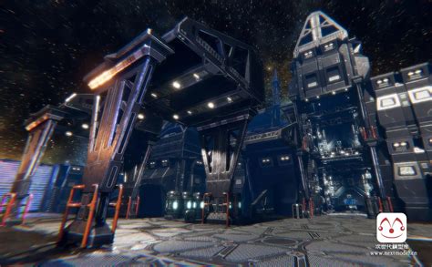 模块化科幻太空基地机库空间站建筑场景模型 Unity资源 次世代模型库