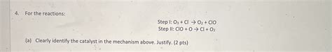 For The Reactions Step I O3 Cl→o2 Clostep Ii