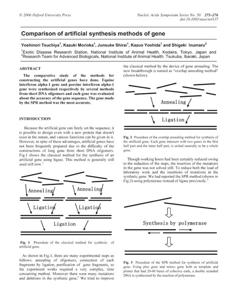 PDF Comparison Of Artificial Synthesis Methods Of Gene
