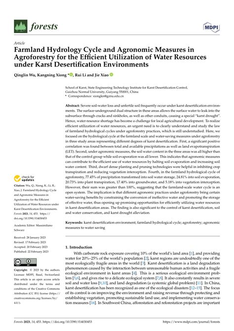 pdf farmland hydrology cycle and agronomic measures in agroforestry