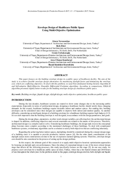 pdf envelope design of healthcare public space using multi objective