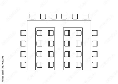 plan for arranging seats and tables in interior layout graphic outline