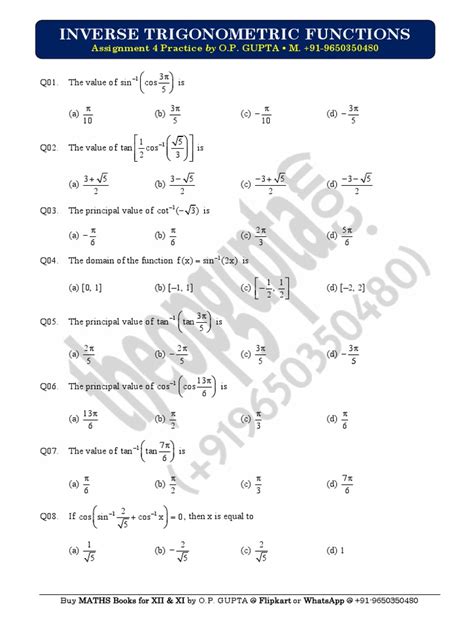 a4p inverse trig functions pdf trigonometric functions