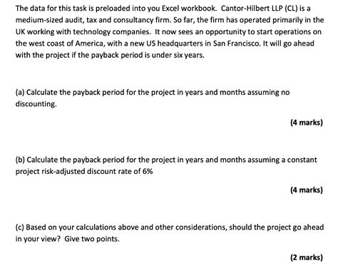Solved The Data For This Task Is Preloaded Into You Excel