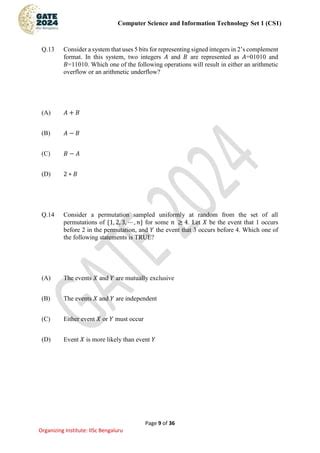 CS S Gate Exam Pyq For Practice For It Pdf