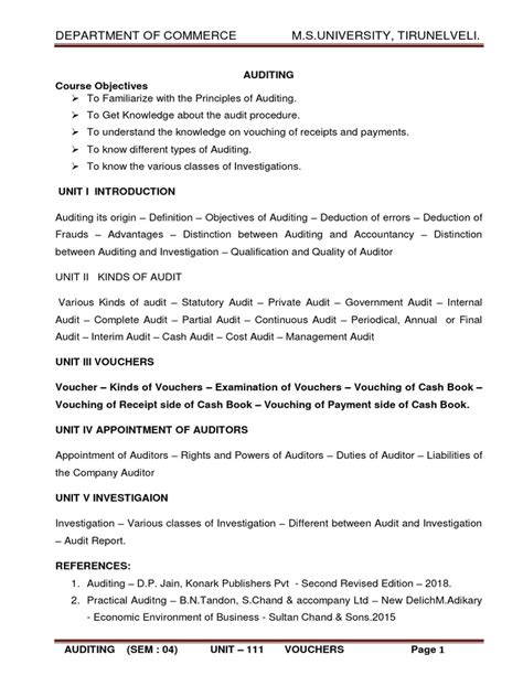 Auditing Unit Iii Pdf Audit Cheque