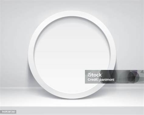 Realistic Empty Cirle Frame On Light Background Table Surface Border For Your Creative Project