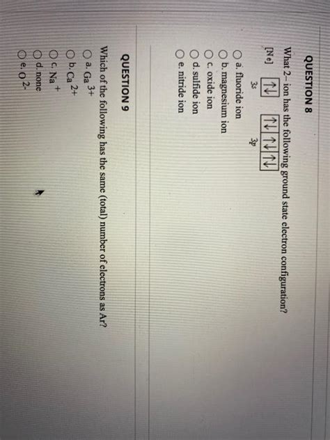 Solved Question 8 Tv What 2 Ion Has The Following Ground