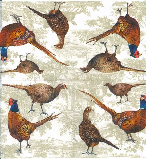 Decoupage Napkins Of Pheasant Cock And Hen