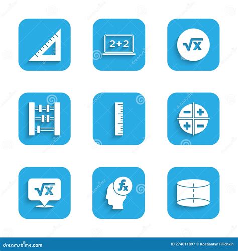Set Ruler Function Mathematical Symbol Geometric Figure Cylinder Xyz Coordinate System