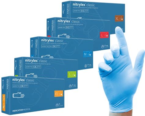 Купить Перчатки нитриловые Nitrylex Classic S M L голубые 100 шт, цена ...