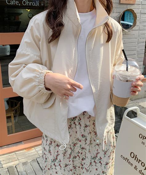 아더먼데이 데일리간절기룩💛봄자켓 Made 밑단스트랩 하이넥 바람막이 가을 간절기 신상 바스락 여름긴팔 스트링자켓 루즈핏