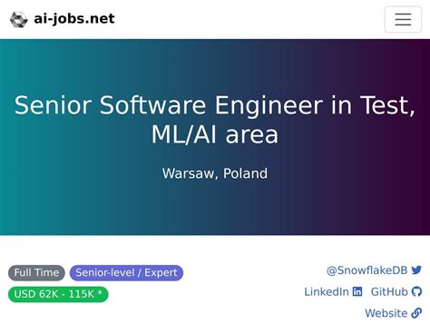 Hiring Senior Software Engineer In Test Mlai Area In Warsaw Poland