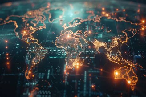 Detailed Visualization Of A Digital World Map Highlighting Global Connectivity And Data Flow In