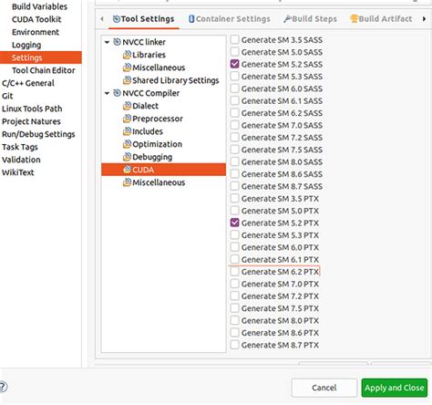 when compiling a cuda program in eclipse and faced with the option to