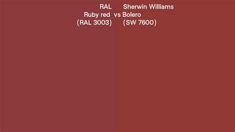 Ral Ruby Red Ral 3003 Vs Sherwin Williams Bolero Sw 7600 Side By Side Comparison