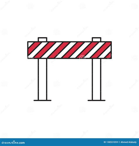 Road Block Sign Traffic Barrier Vector Illustration Stock Vector