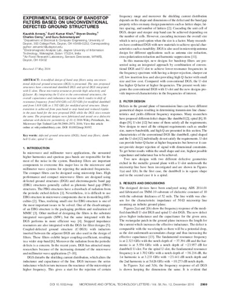 Pdf Experimental Design Of Bandstop Filters Based On Unconventional