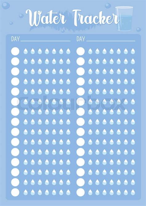Water Drinking Tracker Creative Planner Page Design Tick Dr Colourbox