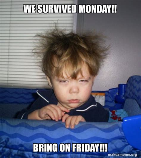 We Survived Monday Bring On Friday Monday Mornings Meme Generator