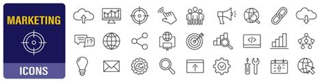 Premium Vector Seo Icons Set Digital Marketing Icons In Line Style