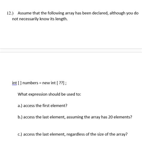 Solved 12 Assume That The Following Array Has Been
