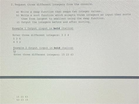 solved 2 request three different integers from the console