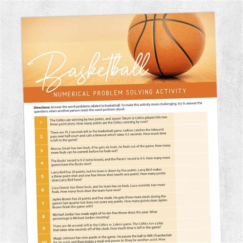 Numerical Problem Solving With Basketball Adult And Pediatric