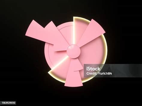 백라이트와 핑크 흑백 원형 차트의 3d 렌더링 비즈니스 데이터 시각화 검은 색 배경에 흑백 핑크 파이 다이어그램 원형 차트에