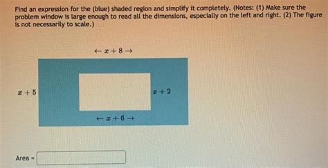 solved find a completely simplified expression for the area