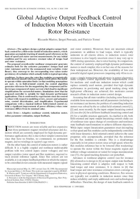 Pdf Global Adaptative Output Feedback Control Of Induction Motor With Dokumentips