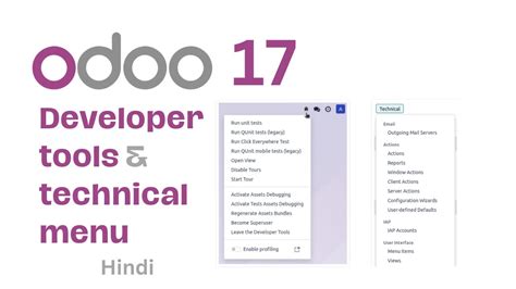 Developer Tools And Technical Menu Odoo Developer Mode Odoo Tutorial In Hindi For Beginners