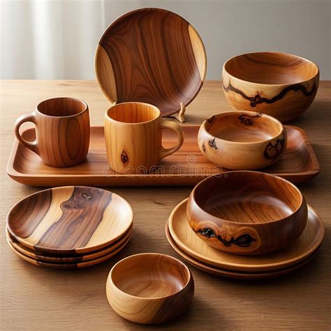 Beautiful Rustic Wooden Dinnerware Set For Cozy Dining Experiences