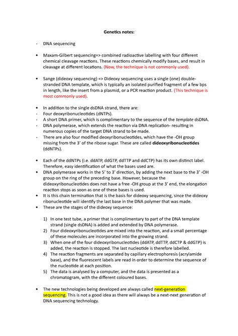 Genetics Notes Sequencing Genetics Notes Dna Sequencing Maxam Gilbert Sequencing Combined