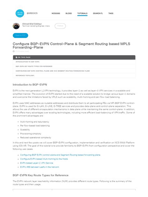 Xrdocs Io Ncs5500 Tutorials Bgp Evpn Configuration Ncs 5500 Part 1