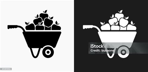 흑인과 백인 벡터 배경에서 애플 카트 아이콘 개념 기호에 대한 스톡 벡터 아트 및 기타 이미지 개념 기호 검은색 검정색 배경 Istock