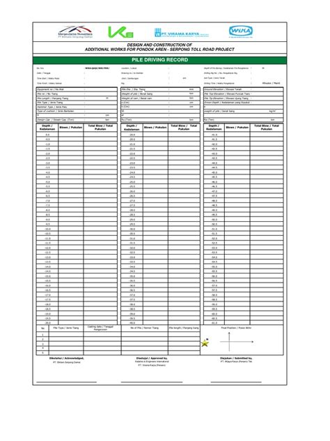 Form Piling Record Download Free Pdf Deep Foundation Civil