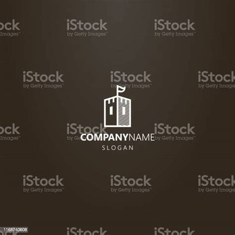 상단에 플래그가있는 중세 타워의 간단한 벡터 라인 아트 아이콘 개념에 대한 스톡 벡터 아트 및 기타 이미지 개념 건설 산업 검은색 Istock