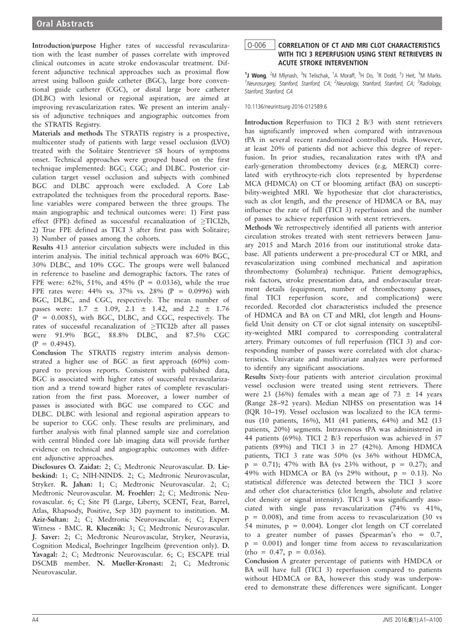 Pdf O 006 Correlation Of Ct And Mri Clot Characteristics With Tici 3