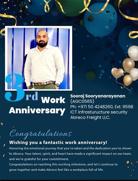 Sooraj Sooryanarayanan On Linkedin Workanniversary Abrecogroup Gratitude Careermilestone