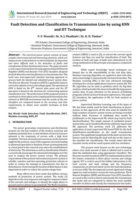 irjet fault detection and classification in transmission line by