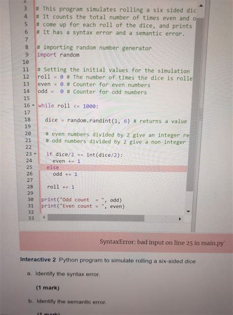 Solved This Program Simulates Rolling A Six Sided Dic It