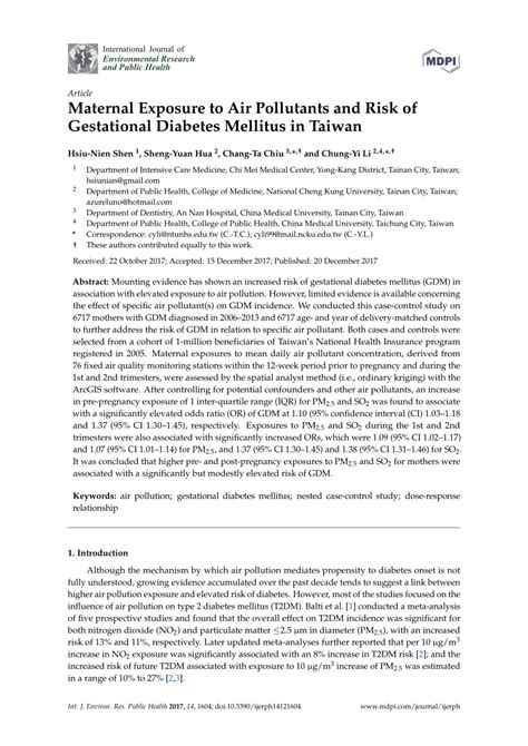 Pdf Maternal Exposure To Air Pollutants And Risk Of Gestational