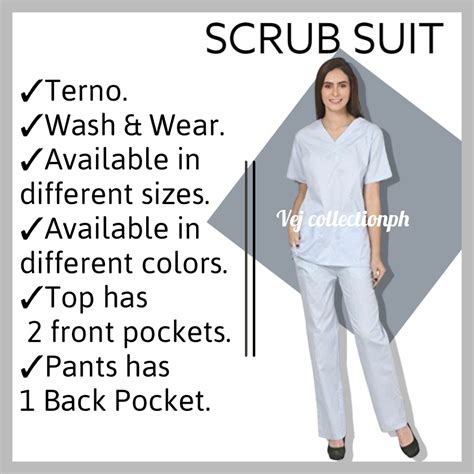 Vej Collectionph White Scrub Suit Terno Nurse Uniform Medical Uniform
