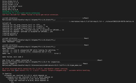 React Native Init Failed To Build Gem Native Extension Desperately