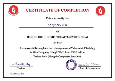 Sanjana Roy On Linkedin Successfully Completed The Html And Css