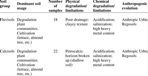 Soils In Zone Soil Types And Main Limitations Related To Soil Usage Download Table